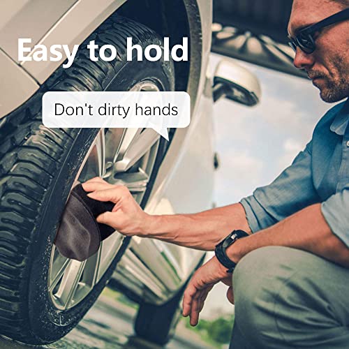 RIXERKOC 2 Pieces Tire Shine Applicator Pad, Tire Hex Grip Applicator, Car Wash Tire Cleaner Wheel Cleaner Rim Washable Tire Shine Applicator Dressing Pad Car Detailing Foam Sponge Reusable