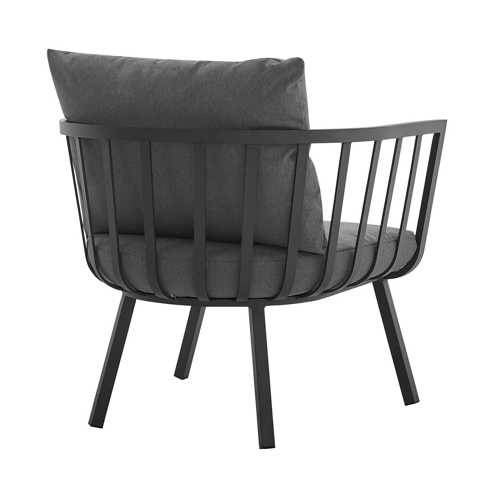 Modway Riverside Patio Aluminum Armchair Charcoal Outdoor Furniture, Gray Charcoa