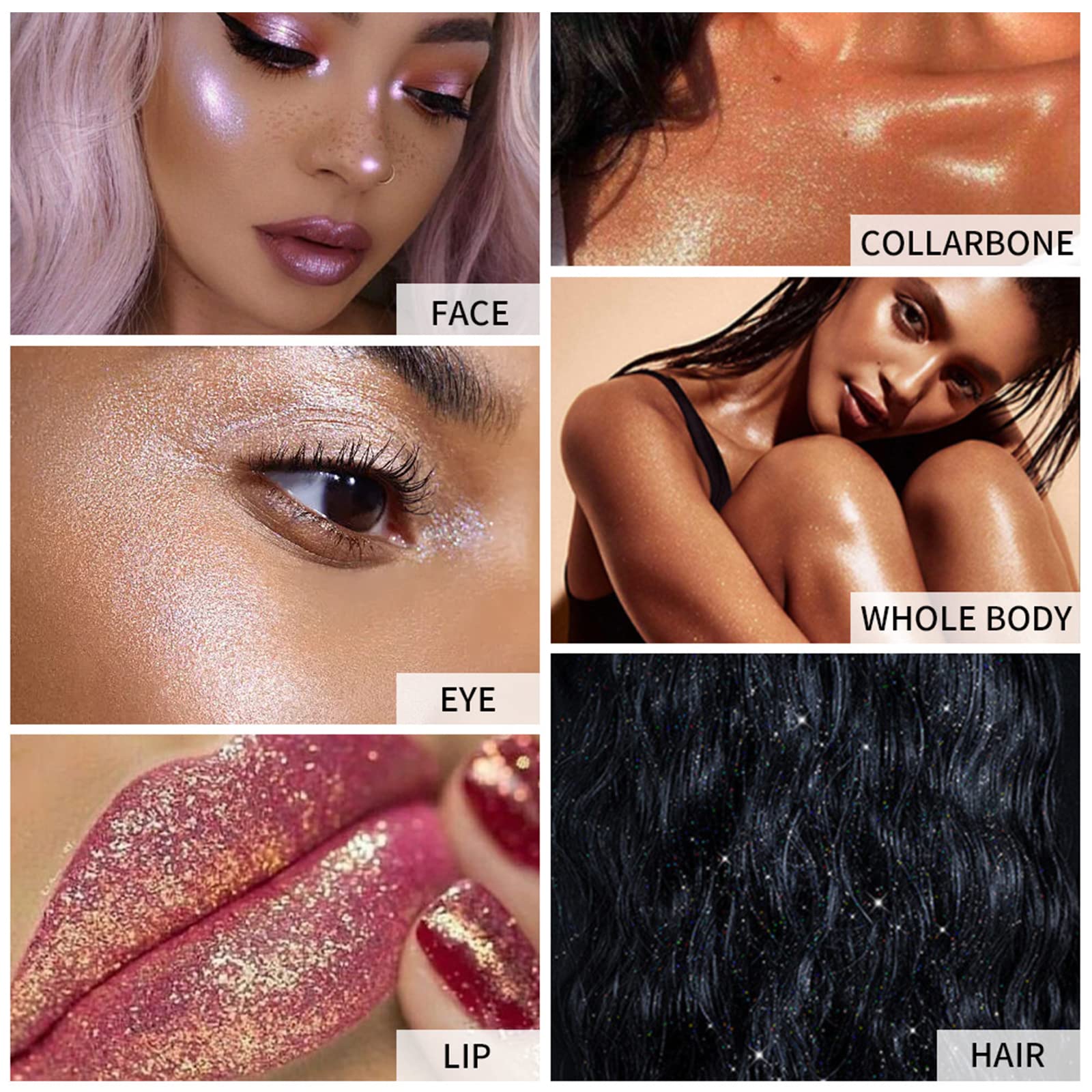 Jutqut Highlighter Patting Powder, Body Shimmer Highlighter Powder, Brightens Makeup Stick for Face Body Hair Cosmetic #01 White Moonbeam