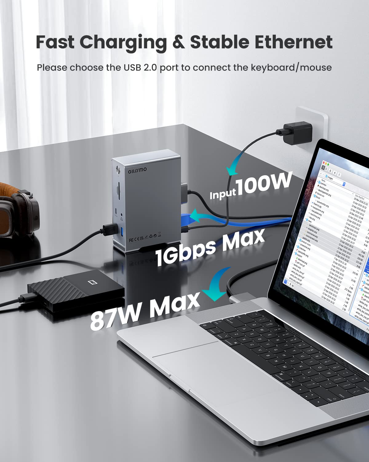 MacBook Pro Docking Station, 14-in-2 Dual USB C Docking Station Dual Monitor for MacBook Pro (Not M1) with Dual 4K HDMI 60Hz, 10Gbps, RJ45, Audio, SD/TF Slots, 87W PD