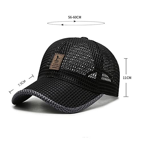 FASHIXD Summer Mesh Baseball Cap - Unisex Trucker Hat for Outdoor Sports and Running - 1-Black