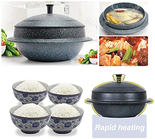 Kitchen Stoneware Casserole Dish Cooking Ceramic Casserole Clay Pot,Korean Stone Bibimbap Bowls,Not-Stick Stock Pot Soup Pot,Slow Stew Pot,Hot Pot,Rice Cooker Induction Cooker ty Black