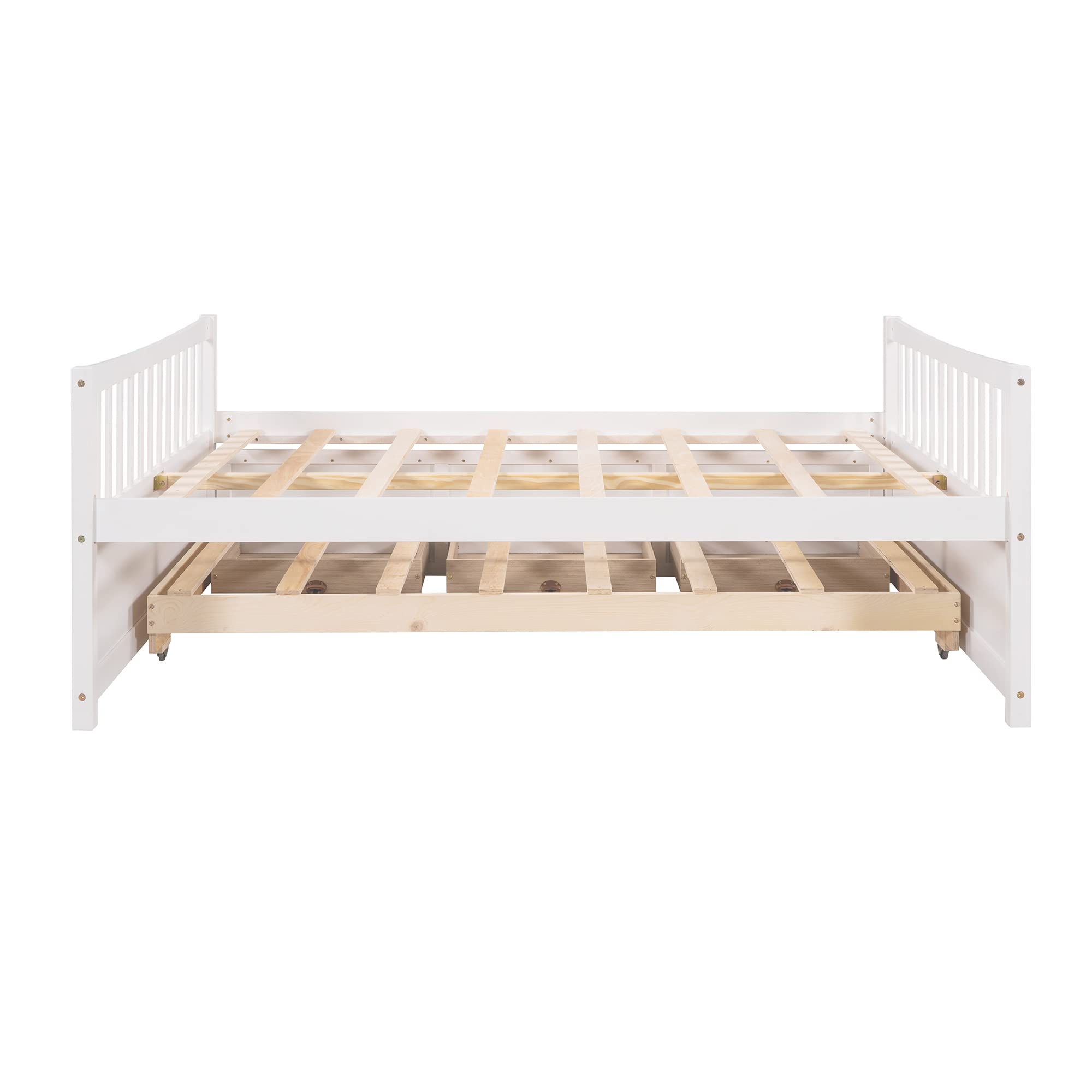 Harper & Bright Designs Full Size Daybed with Twin Size Trundle and 3 Storage Drawers, Wood Full Captainās Bed with Trundle Bed, Full Platform Bed Great for Kids Guests Sleepovers (White)