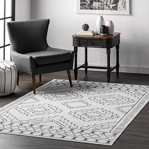 nuLOOM Noa Machine Washable Tribal Moroccan Accent Rug, 3x5, White