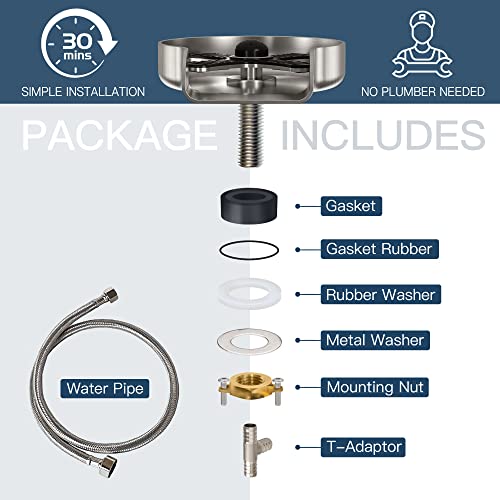 Glass Rinser-Cup Washer for Sink-Bottle Washer-Kitchen Sink Accessories-Can Be Used for Baby Bottles Shaker Bottle Cup-Kitchen Sink Accessories (Brush Nickel)