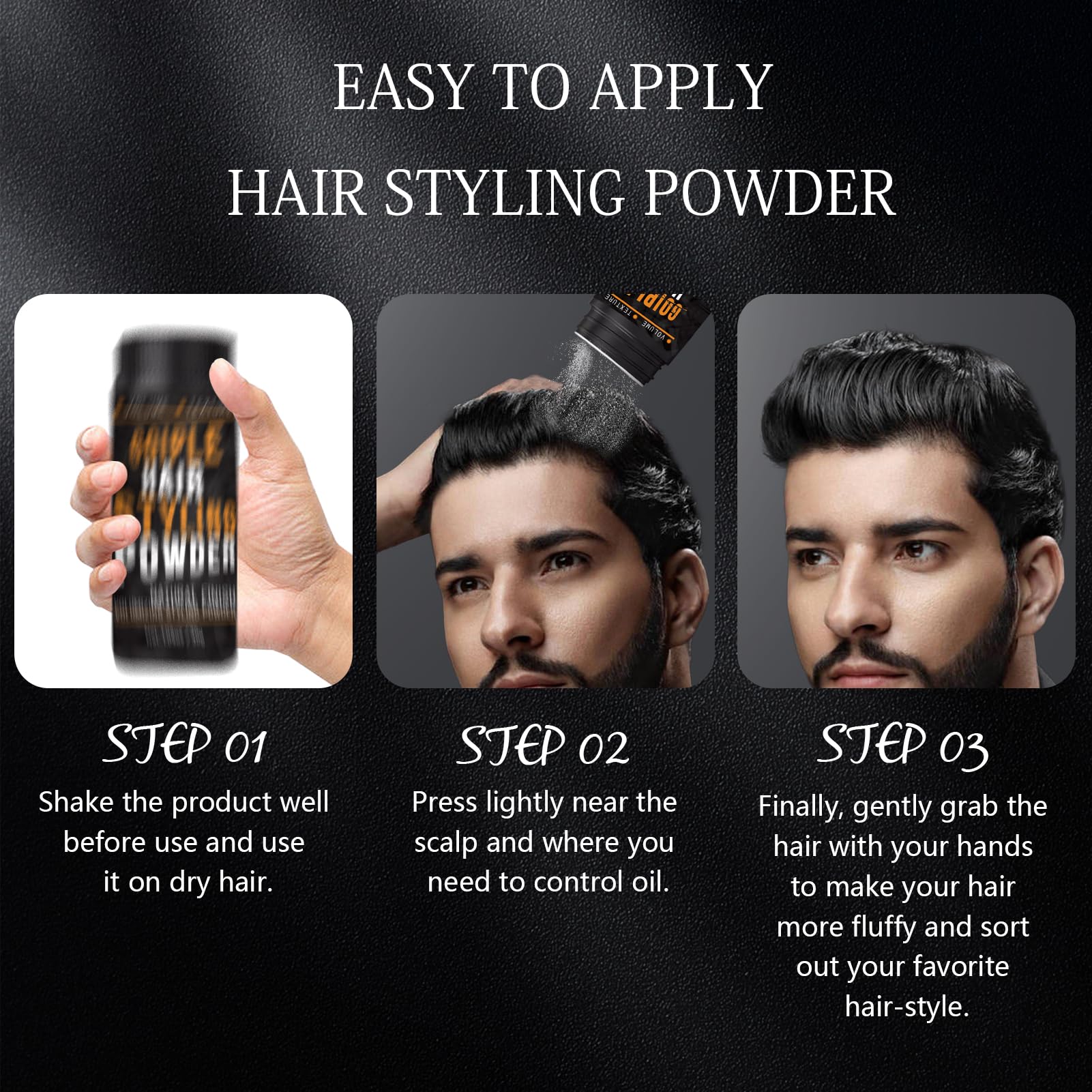 Hair Styling Natural Look Volumizing & Texturizing Hair Powder with Flexible Hold - 1.05oz Easy to Apply Texture Powder for Men, No Oil/Greasy/Residue