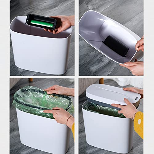 Kitchen Trash Can with Lid - Automatic Dustbin 2 Modes Touch Free Narrow Design Bag Pumping Odor Isolation Thickening Intelligent Waste Bin for Office - Green