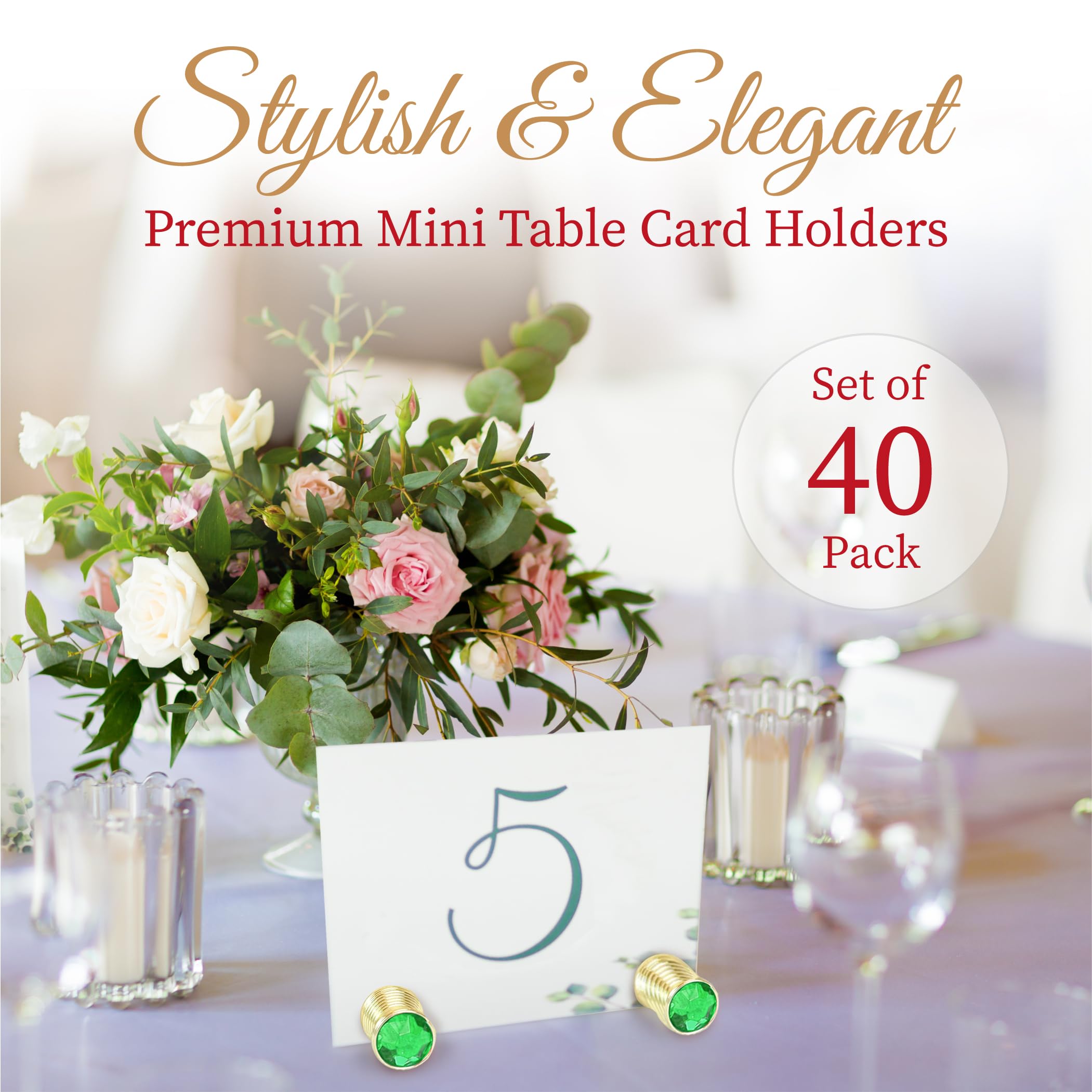 Ideikis 40Pcs.Multipurpose/Place Card Holders/Table Name Card Holder/Small Size Table Card Holder/Menu Clips/Gold Table Card Holder/Mini place card holders/Wedding/Anniversary/Birthday/Party