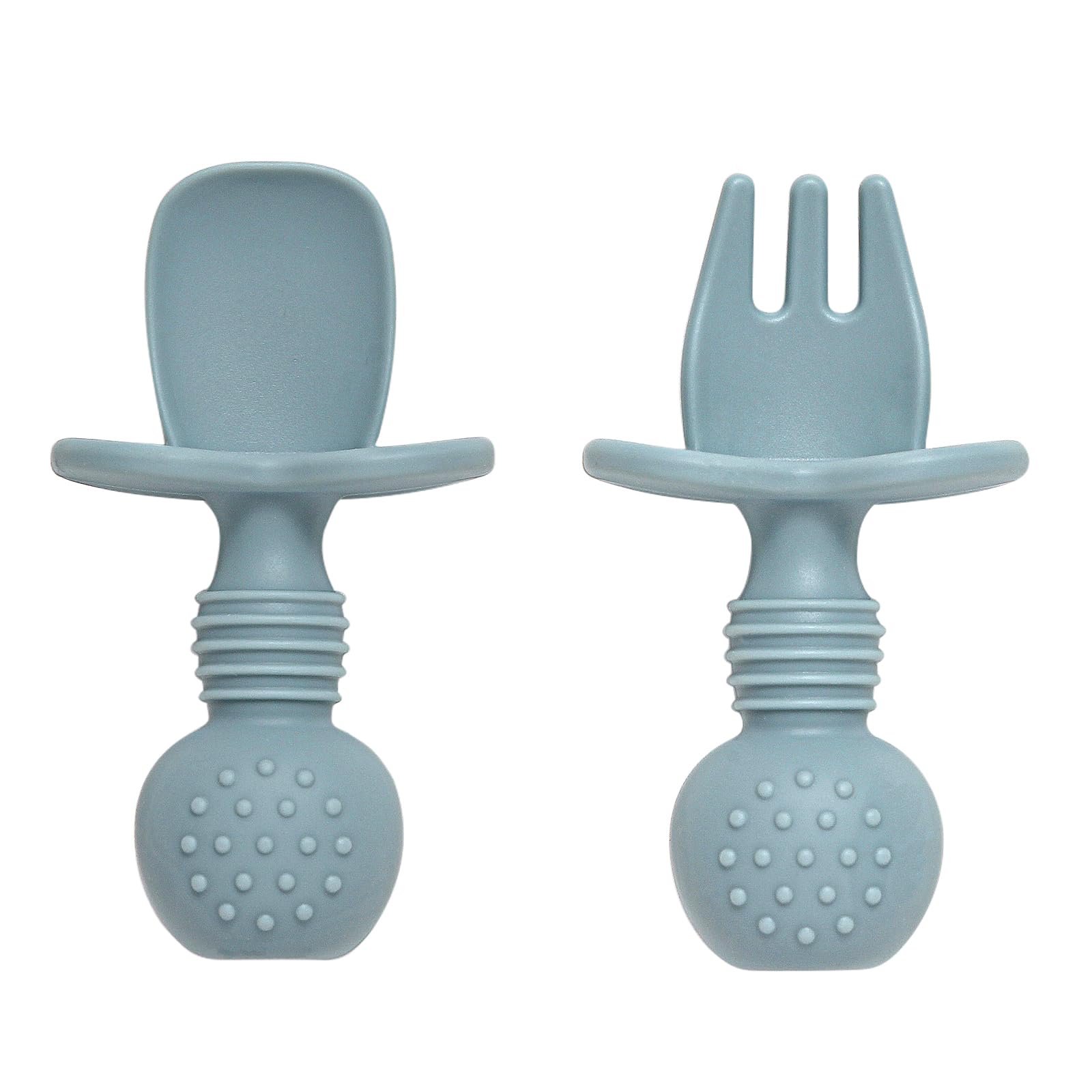 Eascrozn Baby Spoons and Forks Feeding Set, 6 Pack Silicone First Stage Self Feeding Toddler Utensils, BPA Free, Baby Led Weaning Supplies for Training Spoons