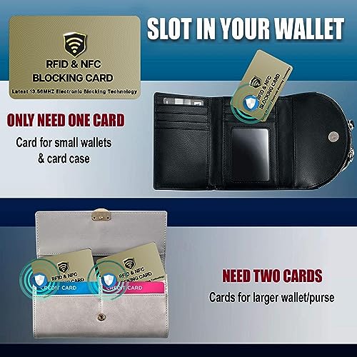 SAITECH IT 2 Pack RFID Blocking Cards One Card Protects Entire Wallet Purse For Men & Women, Contactless Bank Debit Credit Card Protector ID ATM Guard Card β Golden