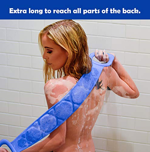 Silicone Back Scrubber for Shower I 2 Pack Extra Long Silicone Bath Body Brush Body scrubbers for use in Shower | scrubby Buddy Back Scrubber | Silicone Body Scrubber | Back Washer for Shower