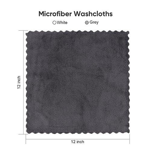 Orighty Ultra Soft Washcloths 48 Pack, Premium Microfiber Towel Sets 12 x 12 inches, Absorbent and Quick Drying Coral Velvet Washcloth, Multi-Purpose Wash Cloths for Bathroom, Hotel, and Gym (Grey)