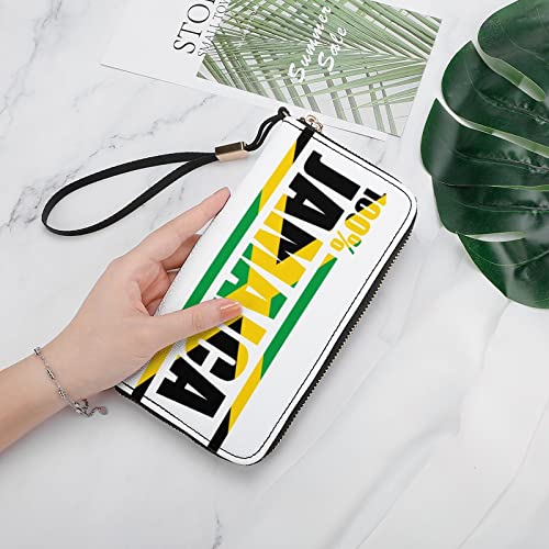 FunnyStar 100% Pride JAMAICA Women's Long RFID Hand Wallet Wristlet Clutch Purse PU Leather Handbag with Wrist Strap