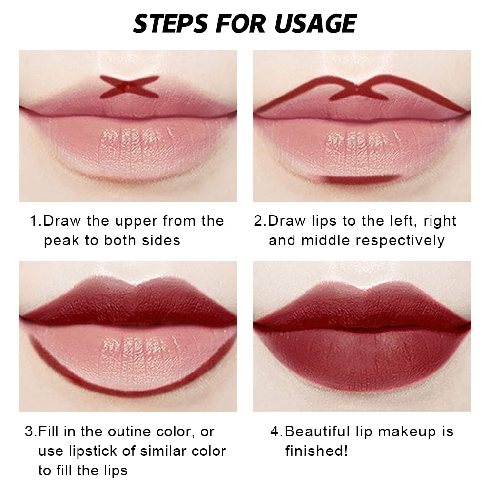 Easilydays 2 Pcs Halloween Dark Matte Liquid Lipstick + Lip Liner Pens Sets, 8 Colors High Pigmented Goth Sexy & Bold Lip Gloss, 24H Waterproof Long-lasting Matte Lipstick , Non-Stick Cup Velvety Lip Makeup for Women (Purple)