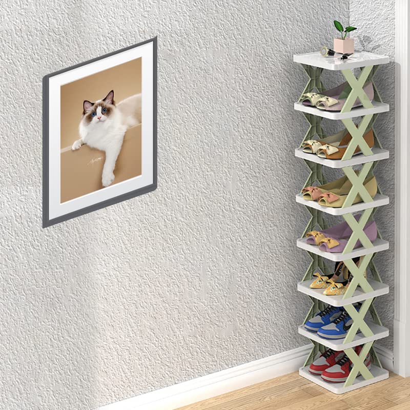 Lihebcen Shoe Storage, 8-Tier Shoe Rack Organizer Storage, Sturdy Shoes Shelf Storage Cabinet for Entryway Bedroom and Hallway (Green, 9āW x 10āD x 48āH)