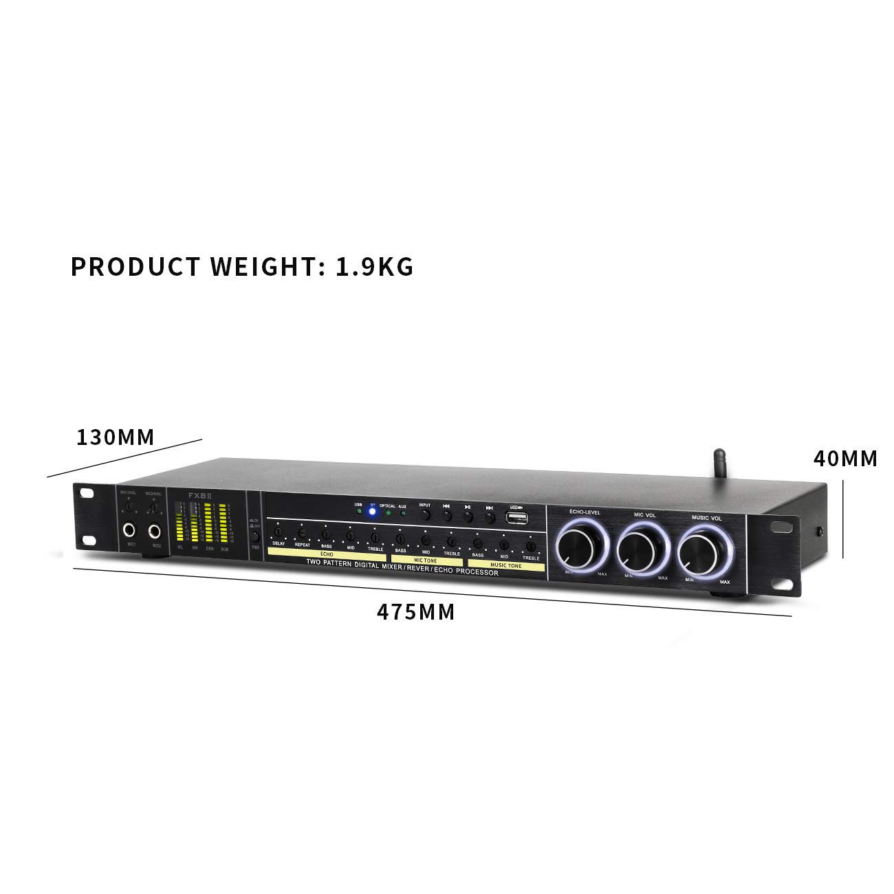 Depusheng REV3900 Professional KTV Pre-effector Household Reverberator Karaoke Anti-howling Audio Processor USB Bluetooth Device