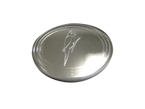 Silver Toned Oval Etched Parrot Bird Magnet