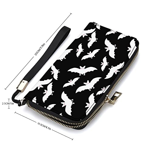 FunnyStar Halloween Bat Women's Long RFID Hand Wallet Wristlet Clutch Purse PU Leather Handbag with Wrist Strap