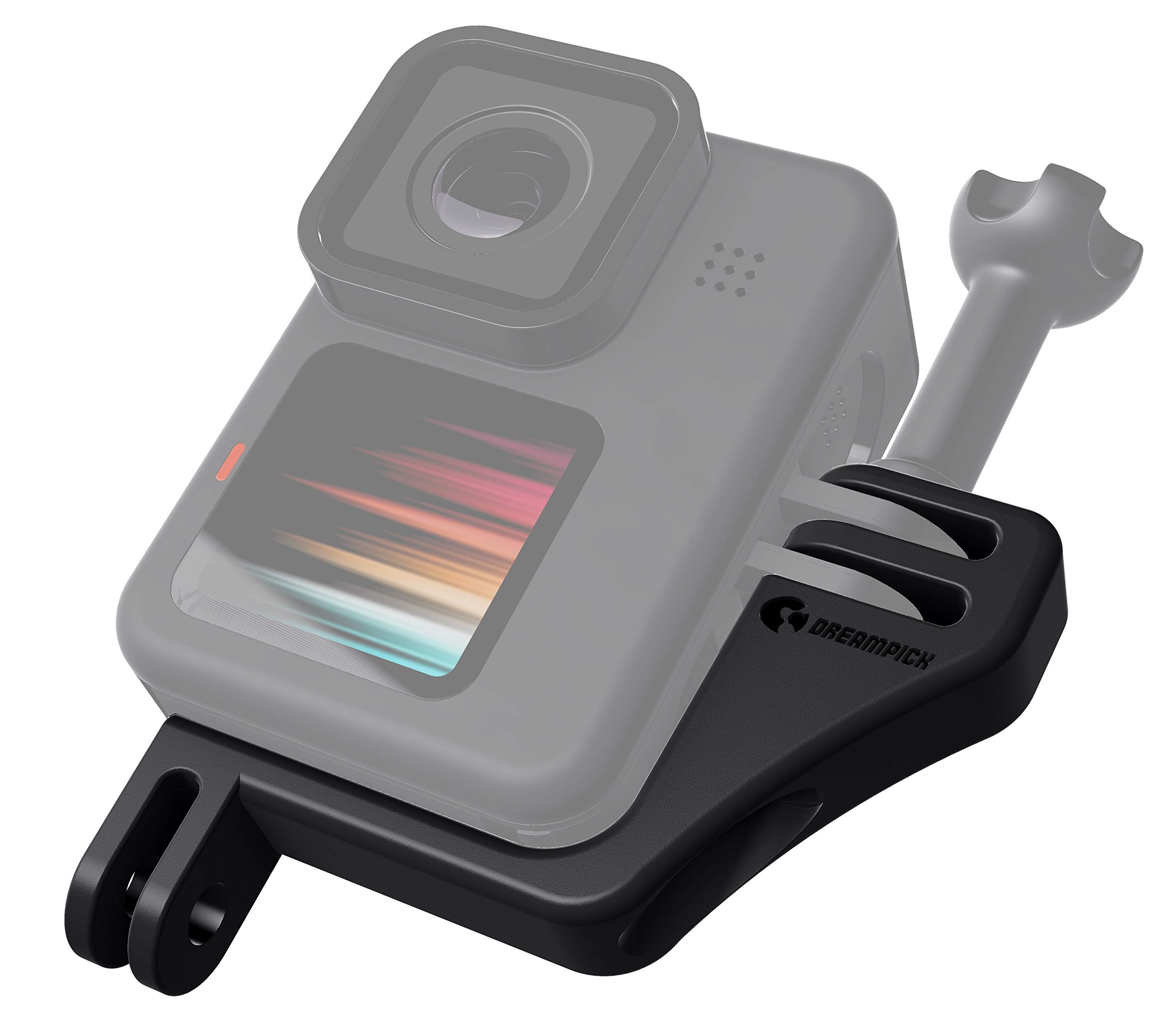 Dreampick Black Vertical Mount for GoPro Hero 4/5/6/7/8/9, DJI Osmo Action, Compatible with iPhone
