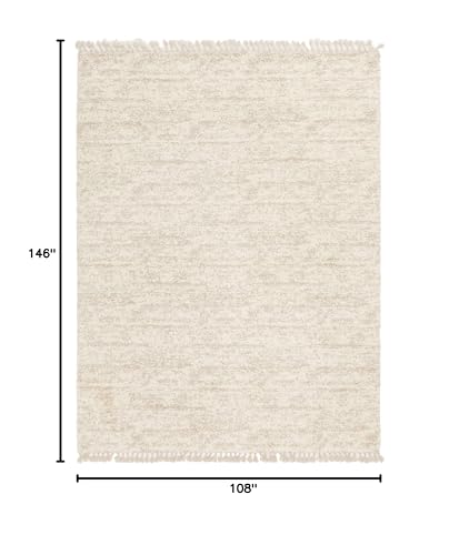 Unique Loom Hygge Shag Collection Modern Moroccan Inspired, Plush & Cozy Area Rug, 9 ft x 12 ft, Ivory/Tan