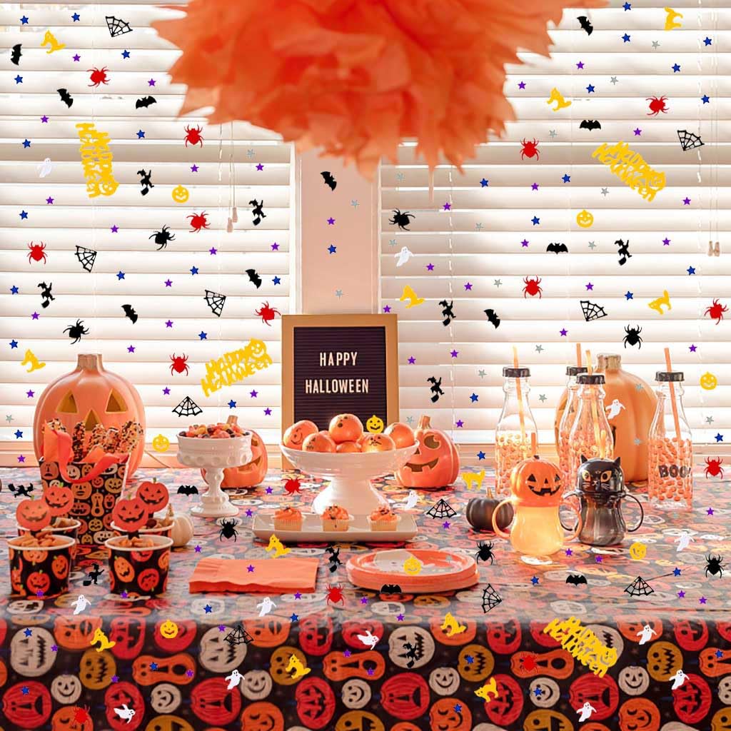 Halloween Confetti Halloween Spider Pumpkin Ghost Bats Witch Shape Table Scatters Confetti for Halloween Decorations Halloween Ghost Pumpkin Confetti Party Sets