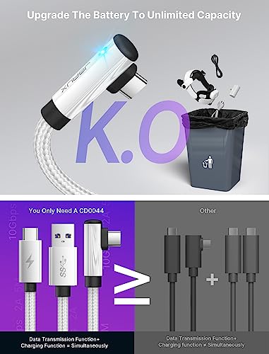 JSAUX Link Cable 16 FT Compatible with Oculus Quest 2 Accessories【 Charging While Playing | Play All Day Without Battery Pack 】 USB 3.0 High Speed Charger Compatible with Quest 2 1 Pro Pico 4 -White