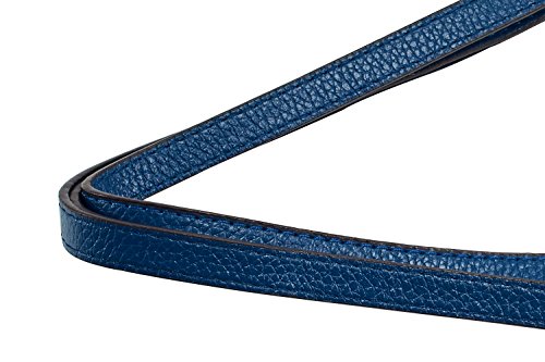 VanEnjoy Full Grain Leather Adjustable Replacement Strap Cross Body Bag Purse, 26-51 inch Gold Hardware 1.2 CM Width (Blue-Silver Buckles)