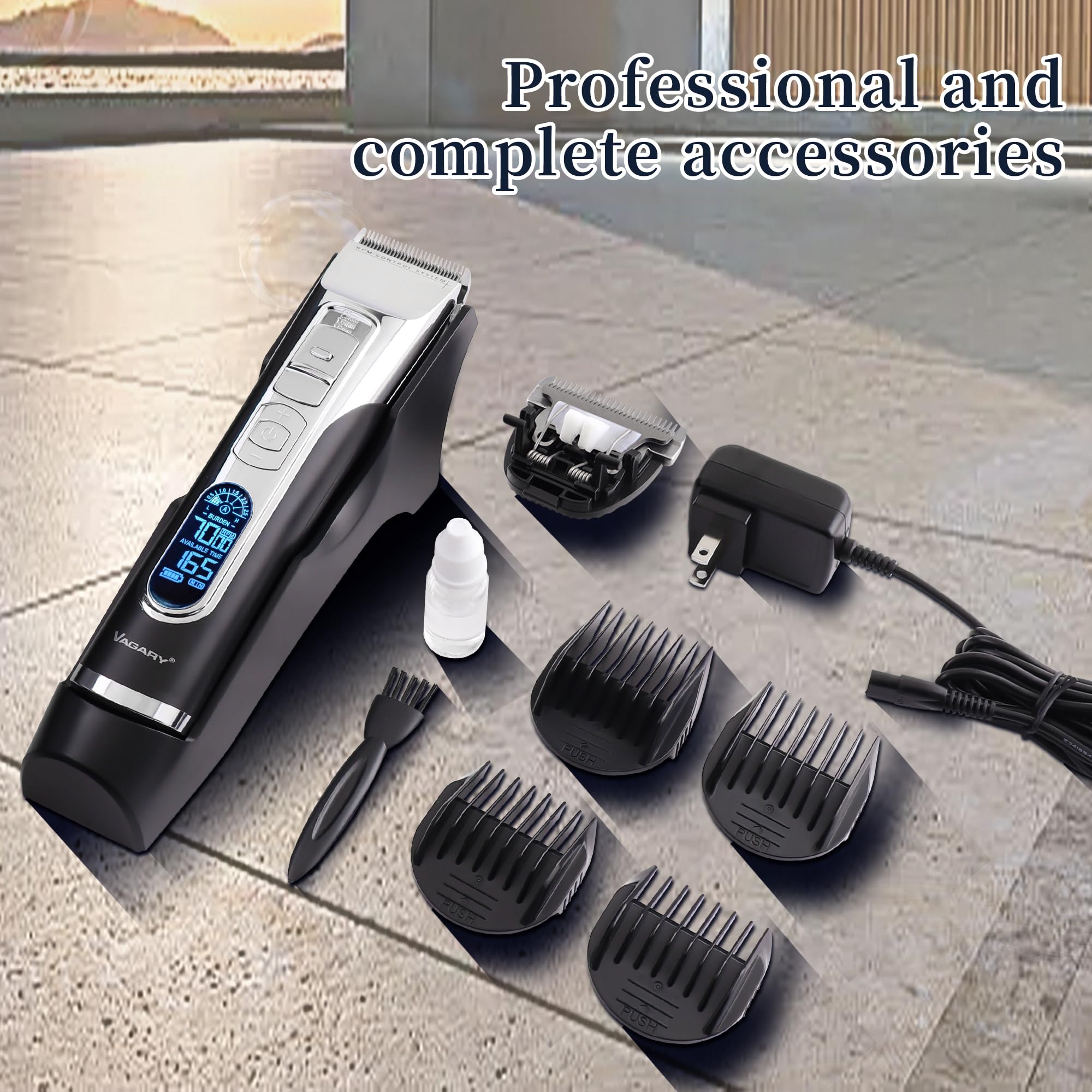 VAGARY VG-5817 Hair Clippers for Men Professional, Titanium-Coated Ceramic Blade Cordless Trimmer Men Cutting Kit Barbers Haircut Electric Grooming Machine