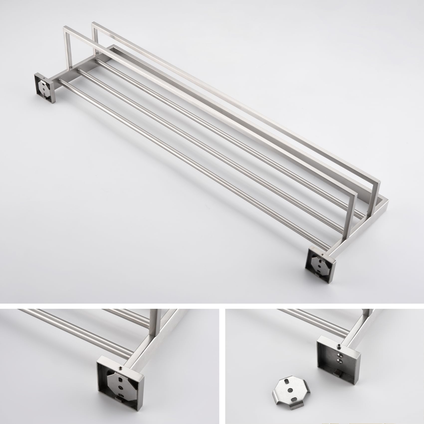 KOKOSIRI Towel Rack 32-Inch Bathroom Towel Shelves with Double Towel Bars SUS304 Stainless Steel Wall Mounted, Brushed Nickel B6003BR-L32