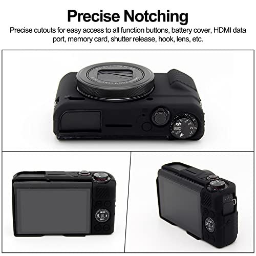 Easy Hood G7X Mark II Case G7X Mark III Case G7X Camera Silicone Case,Soft Silicone Protective Cover for Canon Powershot G7X Mark III DSLR Camera(Black)