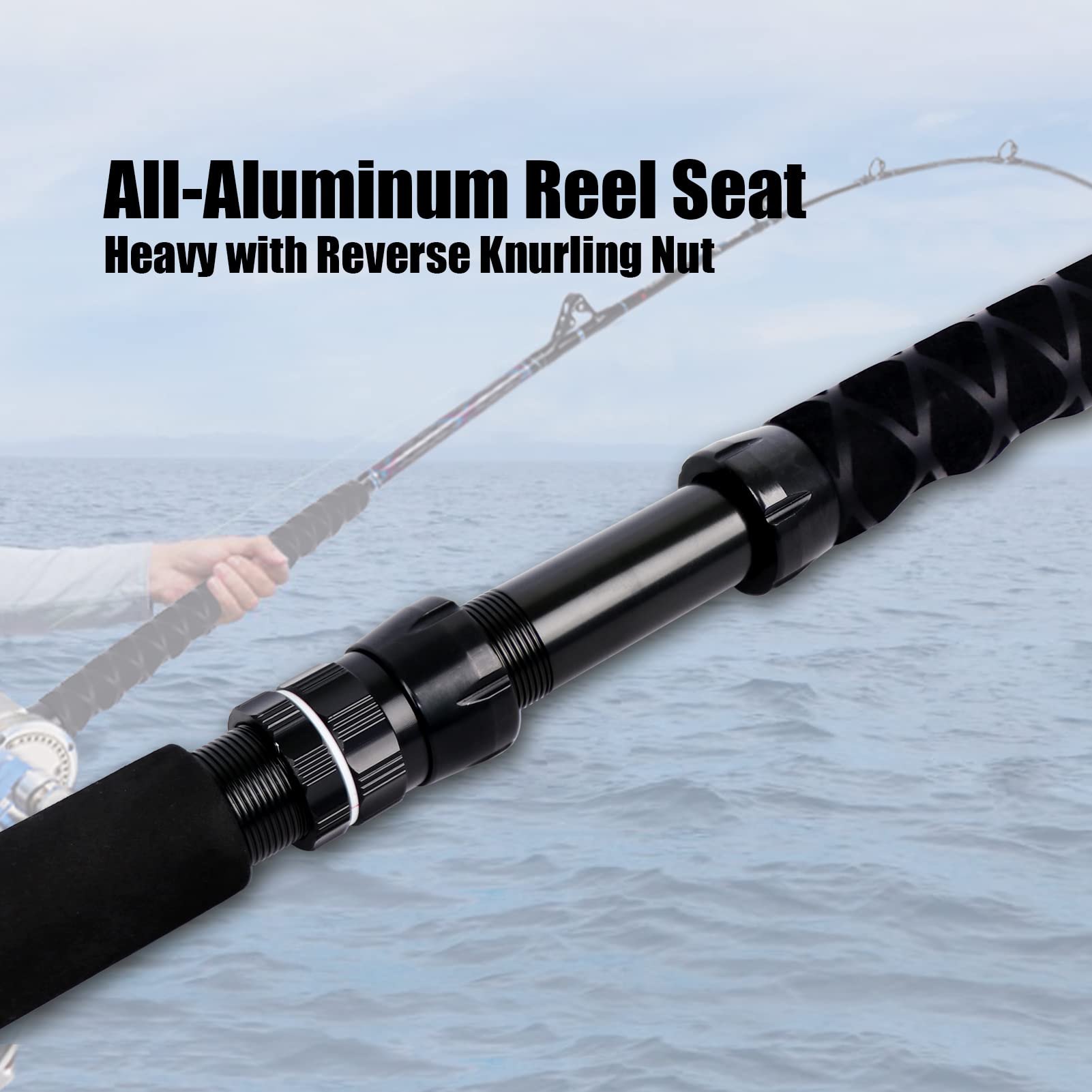 Fiblink 1-Piece Trolling Rod Saltwater Deep Dropper 6-Feet Big Game Rod Conventional Boat Fishing Pole (30-50Lbs)