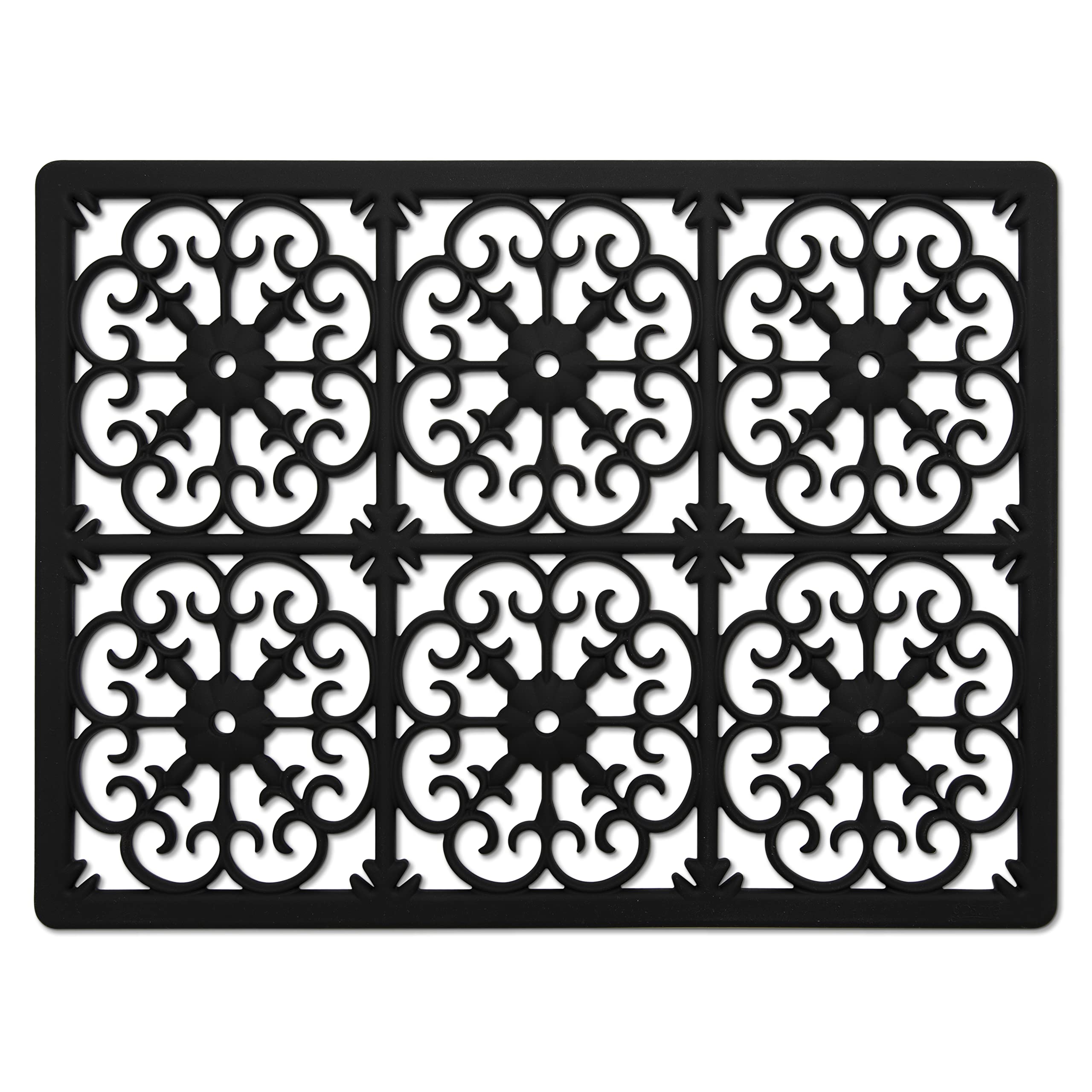 gasaré, Extra Large, Thick, Silicone Trivet for Hot Pots, Pans, Dishes, and Bakeware, Hot Pads, Hot Plates, for Kitchen Quartz Countertops, Dishwasher Safe, 16 x 12 x 3/8 Inches, Black