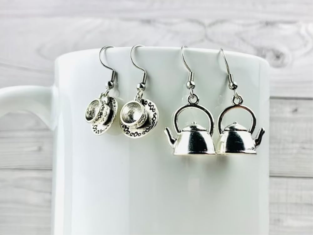 CutieJewelry Teapot Tea Teacup Pot Afternoon Womens Ladies Dangle Earrings 4 Pairs