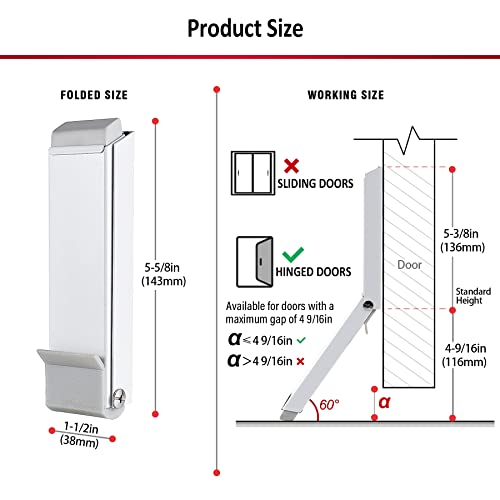 Easy Pedal Door Stoppers, No Drilling Door Stop Hold Door Open, One Touch Kick Down Doorstop Holder for Bottom of Door(White, 1 Pack)