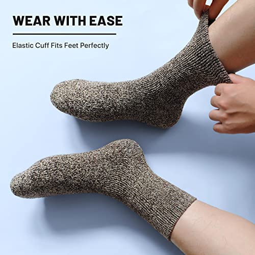 SIMIYA 5 Pairs Merino Wool Socks for Men, Thick Winter Wool Hiking Socks, Warm Breathable Crew Mens Socks(Fit USA Size 7-13