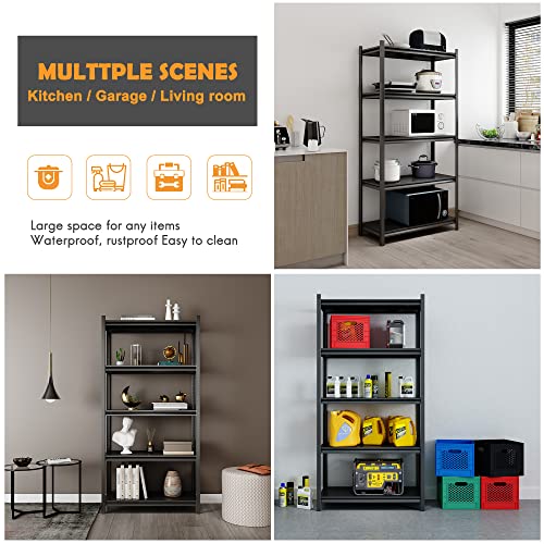Leariso 5-Tier Garage Shelving Heavy Duty, Adjustable Garage Storage Shelves, 63" H Metal Shelves for Storage, Utility Shelf Rack for Warehouse Basemen Pantry Kitchen, 31.5" W x 15.8" D x 63" H…