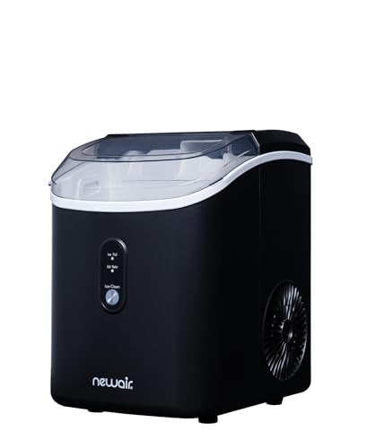 Newair Nugget Countertop Ice Maker Machine | 26 lbs. | Electric Sonic Ice Maker in Matte Black, Self-Cleaning Function, Refillable Water Tank, Perfect Canes Ice for Kitchens, Offices, Home Coffee Bars
