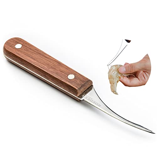 ROEDEER Shrimp Deveiner Knife,Sharp Stainless Steel Blade and Wooden Handle,Shrimp Deveining Tool,Butterfly Shrimp,Essential Tool for Home Kitchen (shrimp knife - I)