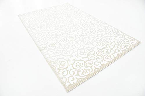 Unique Loom Rushmore Collection Area Rug - Johnson (5' 1" x 8' Rectangle, Snow White/ Beige)