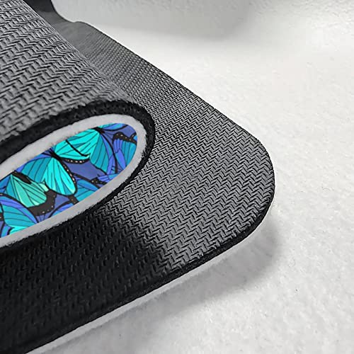 CUXWEOT Tropical Blue Butterflies Pattern Personalized Doormat Text Name Custom Indoor Outdoor Pet Mat Entrance Rugs Home Decor Welcome Door Mats 23.6 x 15.7 Inch