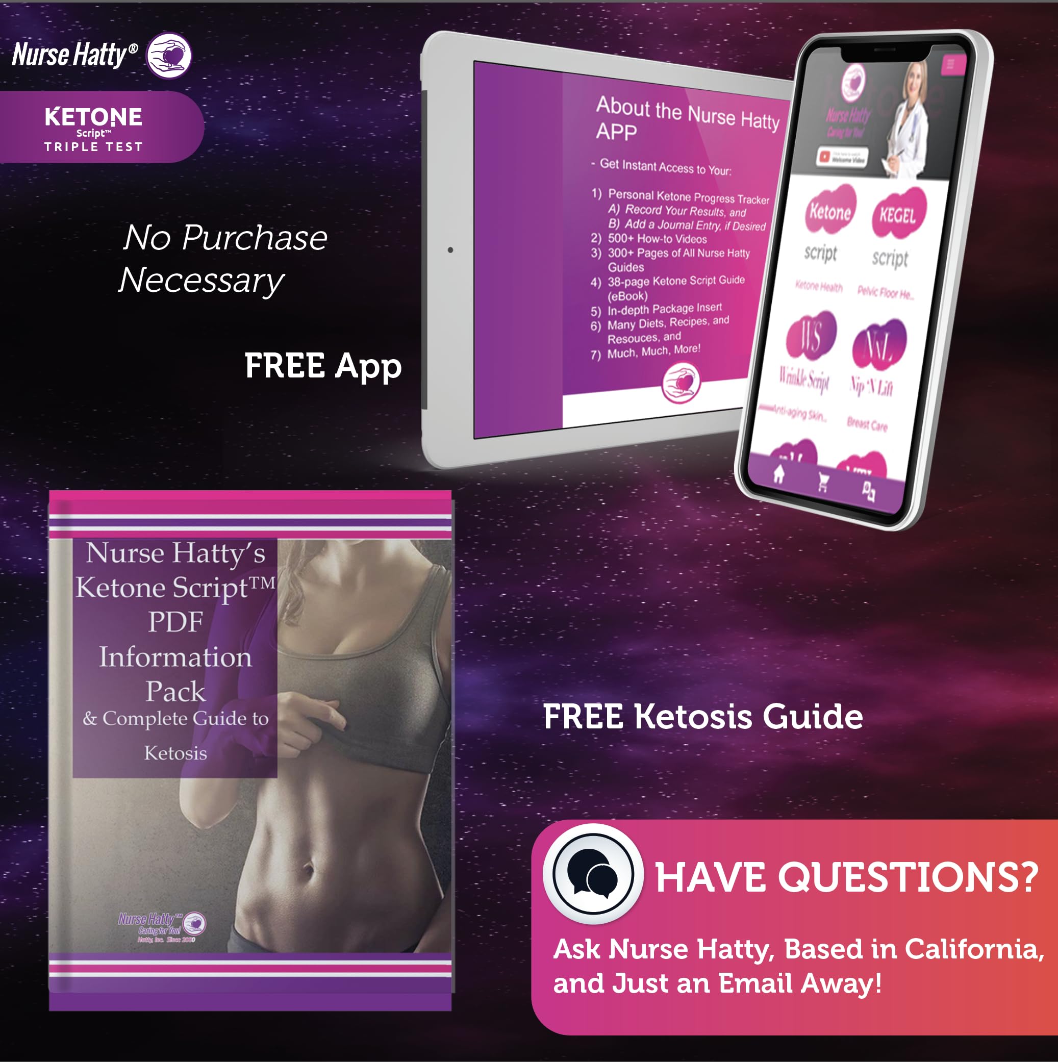 Nitroprusside, Ketones (Urinary, Non-Quant.) - Nurse Hatty Ketone Script Ketone Test Strips; URS-1K Ketone Test 250ct.