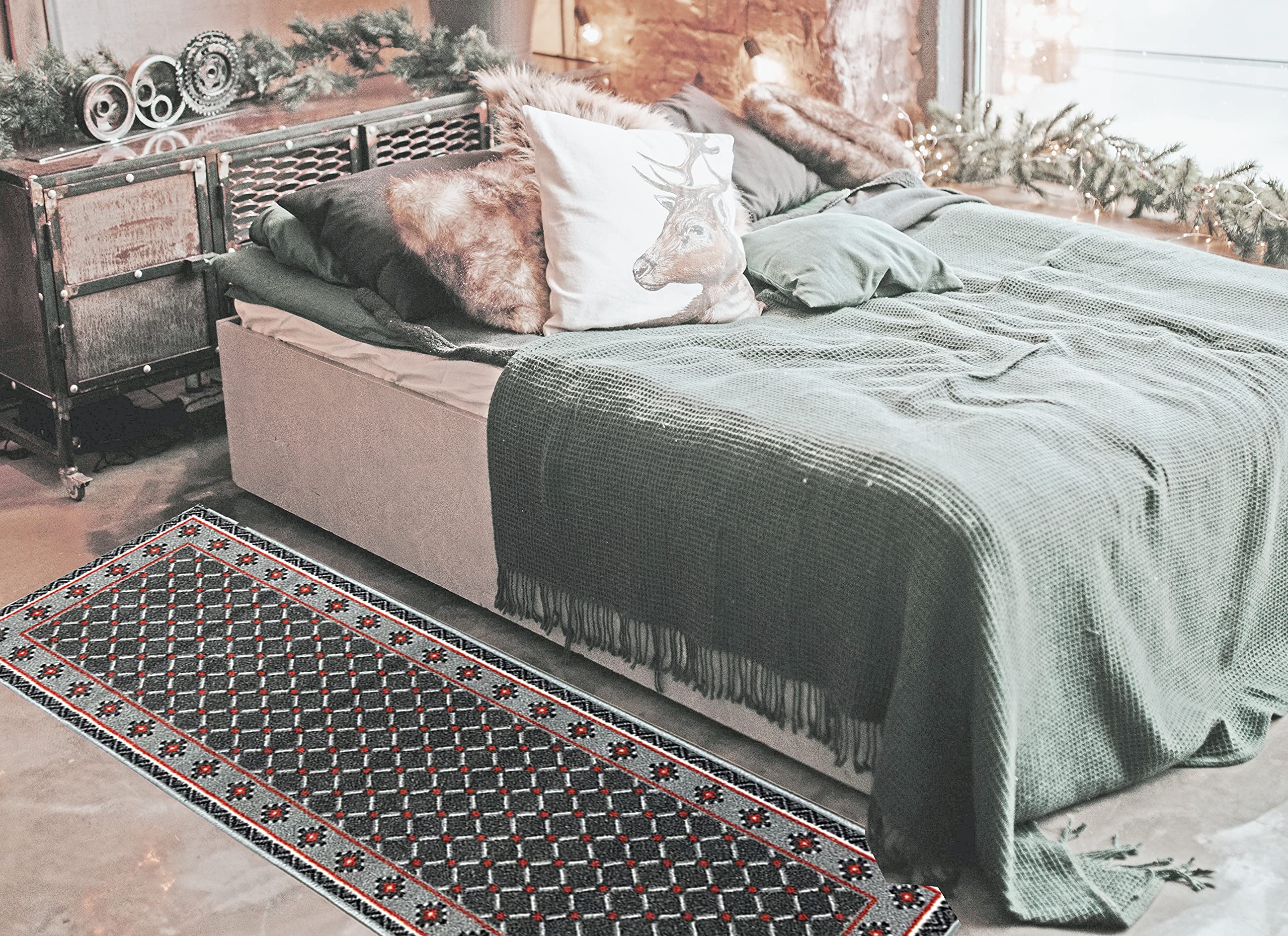 Gloria Non-Slip Rubber Back Kitchen Rug Set 2 Pieces Set 20"X30" & 20"X59" (Modern, Kitchen1992)