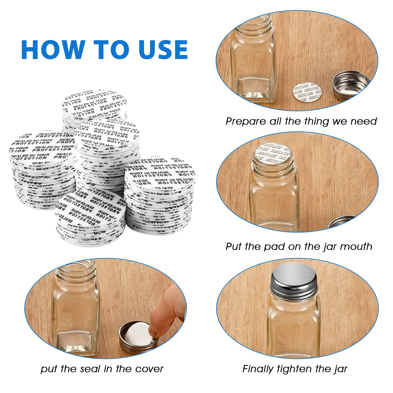 Grevosea 200 Pieces Pressure Sensitive Seals Foam Lid Liners Bottle Cap Liners Seals Safety Tamper Resistant Sealing for Glass & Plastic Jar Bottles Containers (27mm/1inch)