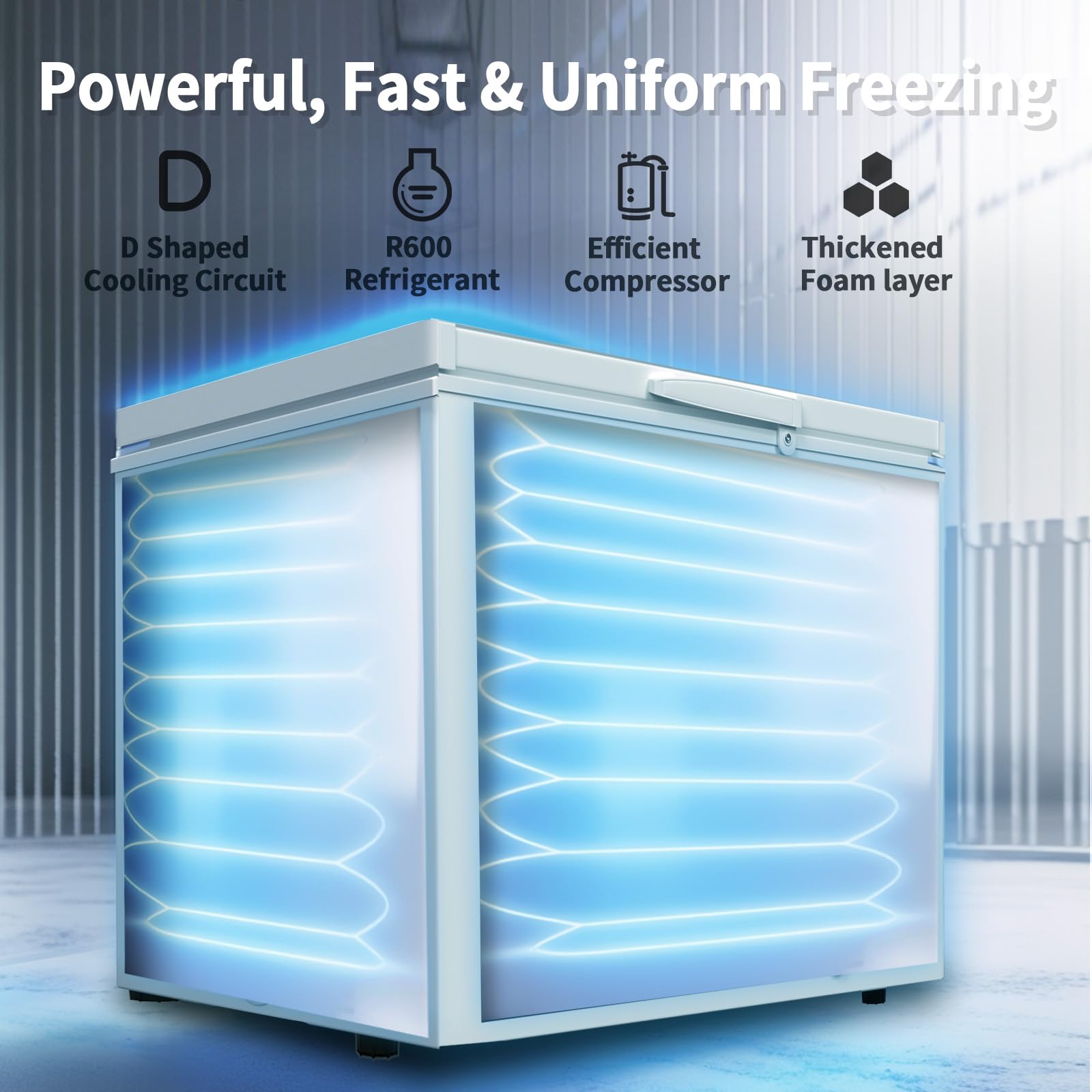 Hipopller 16 Cu.Ft Chest Freezer, with Adjustable 7 Thermostat Removable Basket, Energy Saving Large Capacity Freestanding Top Door White Freezer for Kitchen Restaurant Garage Basement Business