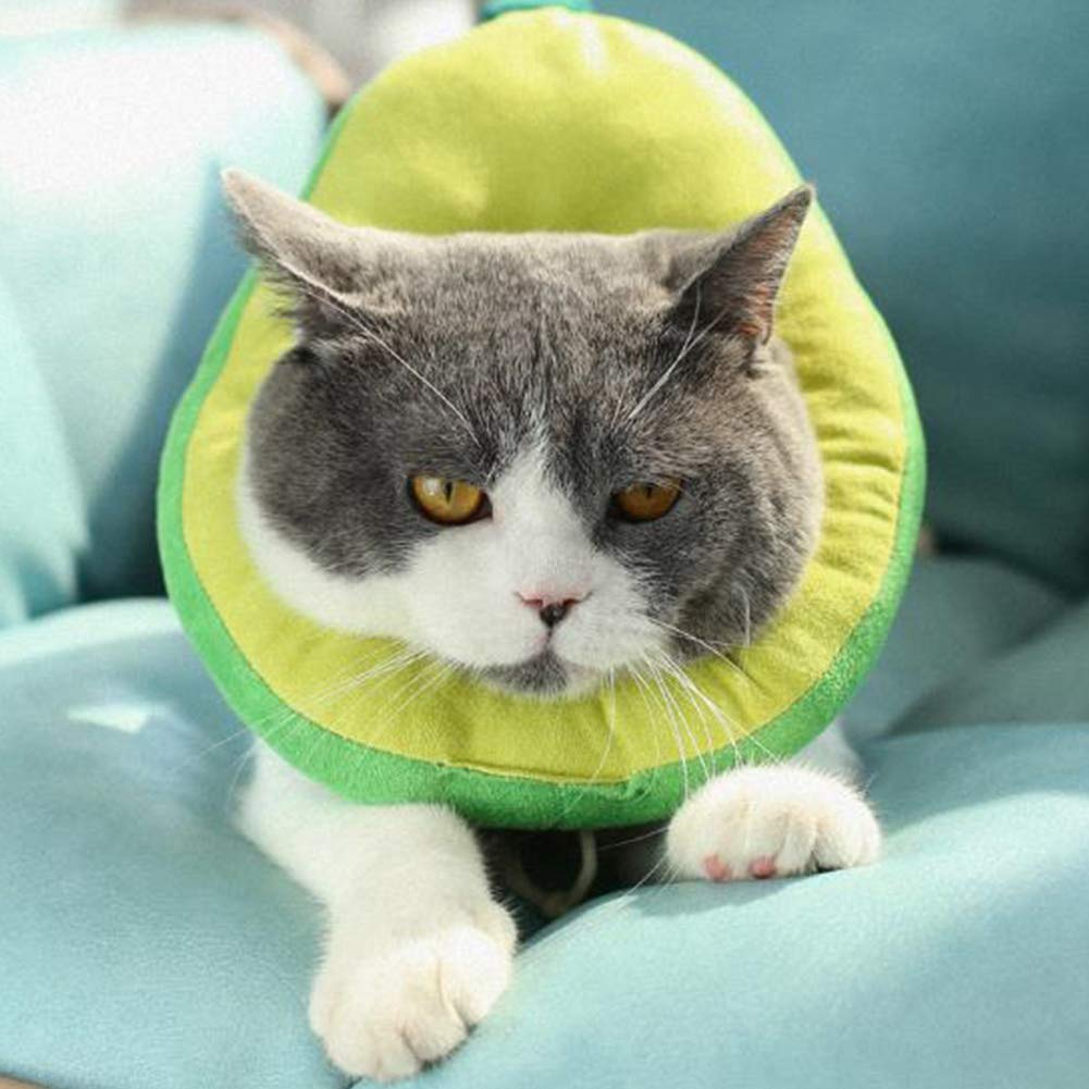 Moguer 2Pcs Adjustable Cat Recovery Collar, Cute Neck Cone After Surgery, Dog Cones Wound Healing Protective Cone Elizabethan Collars Soft Edge for Kitten