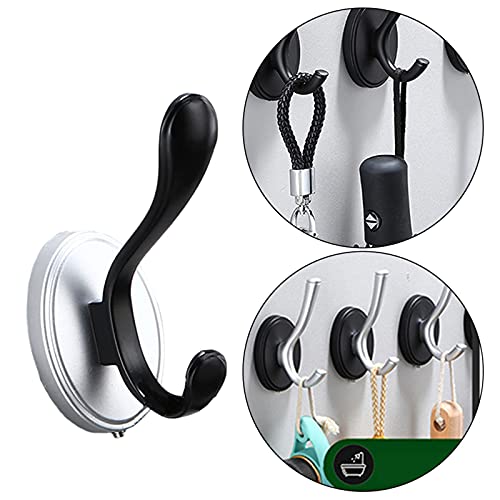 KLKCMS Small Coat Hook Wall-Mounted, Puncture- Coat-hat-Coat Hanger Heavy Duty Gadgets, Black Silver Oval, 66x68x100mm
