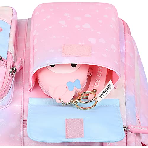 NXUEBDU Girls Backpack, Kids School Backpack with 15.6 Inch Laptop Compartments, Elementary Middle Bookbag for Travel Daypack (Pink)