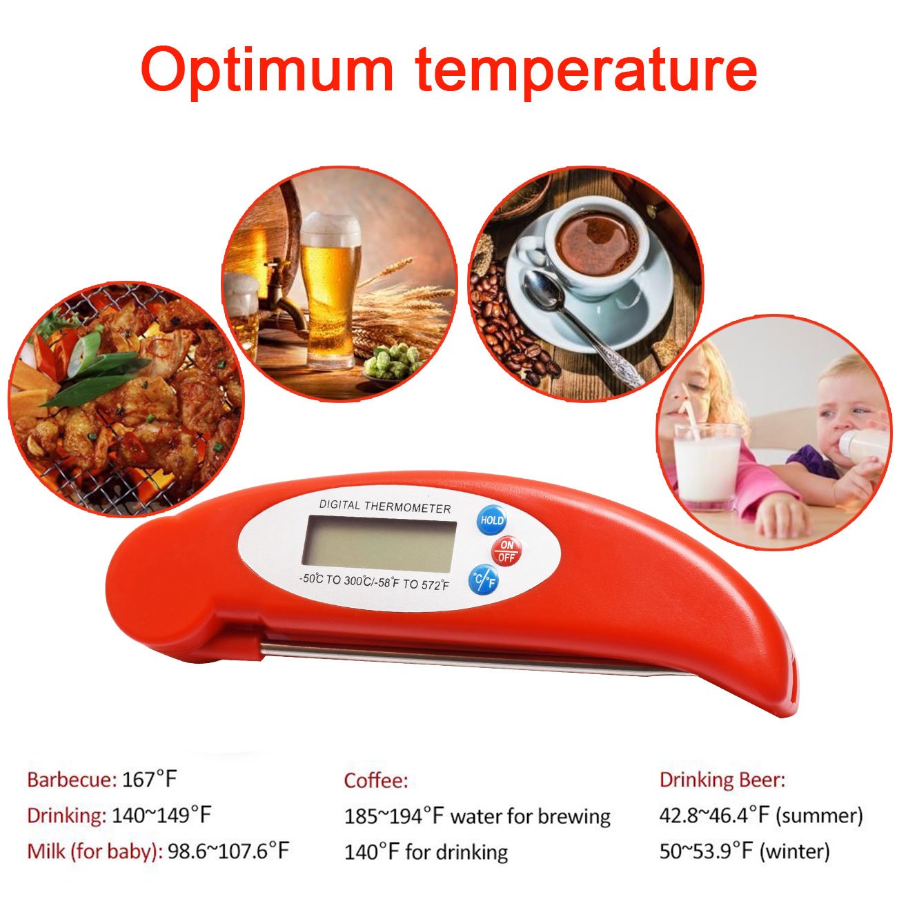 Food Thermometer,Cooking Thermometer Instant Read Thermometer Candy Thermometer with Super Long Probe for Kitchen Cooking BBQ Grill Smoker Meat Fry Food Milk Yoghourt-Blue
