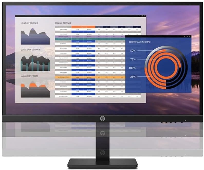 HP P27h G4 27 Inch IPS Desktop Office Monitor Full HD 75 Hz Built-in Speaker Tilt Swivel Pivot Height Adjustable Low Blue Light HDMI VGA DisplayPort for Laptop PC Screen Display, Black (Renewed)