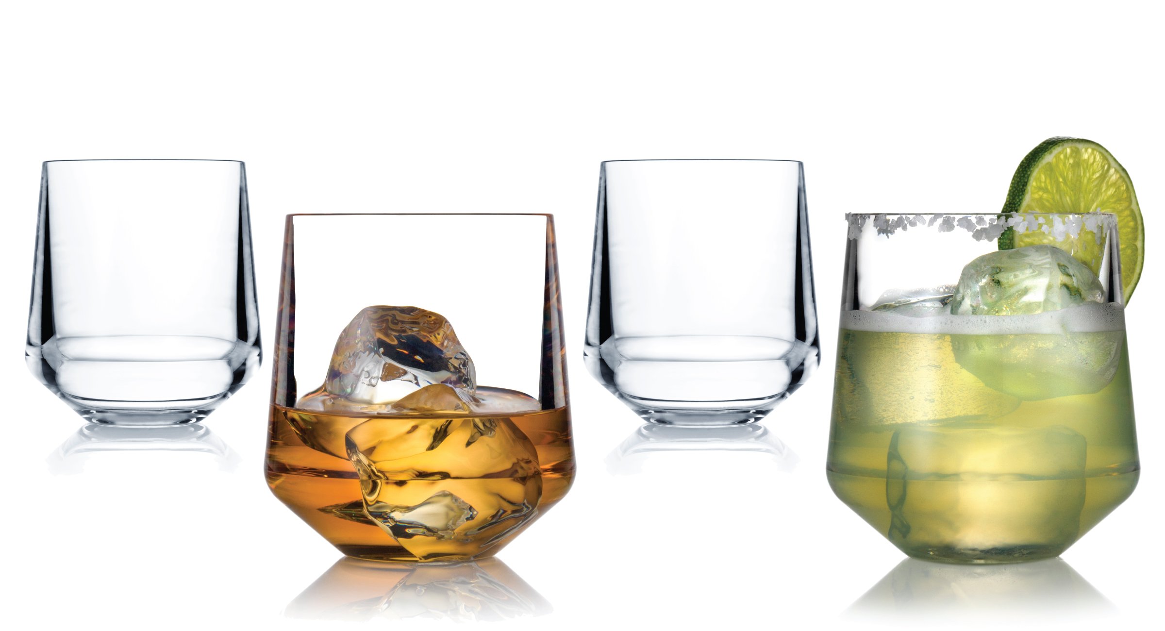 DRINIQUE Unbreakable Stemless Wine Glasses (Set of 4) 12oz Tritan Plastic Stemless Glassware for Indoor or Outdoor Use - Clear
